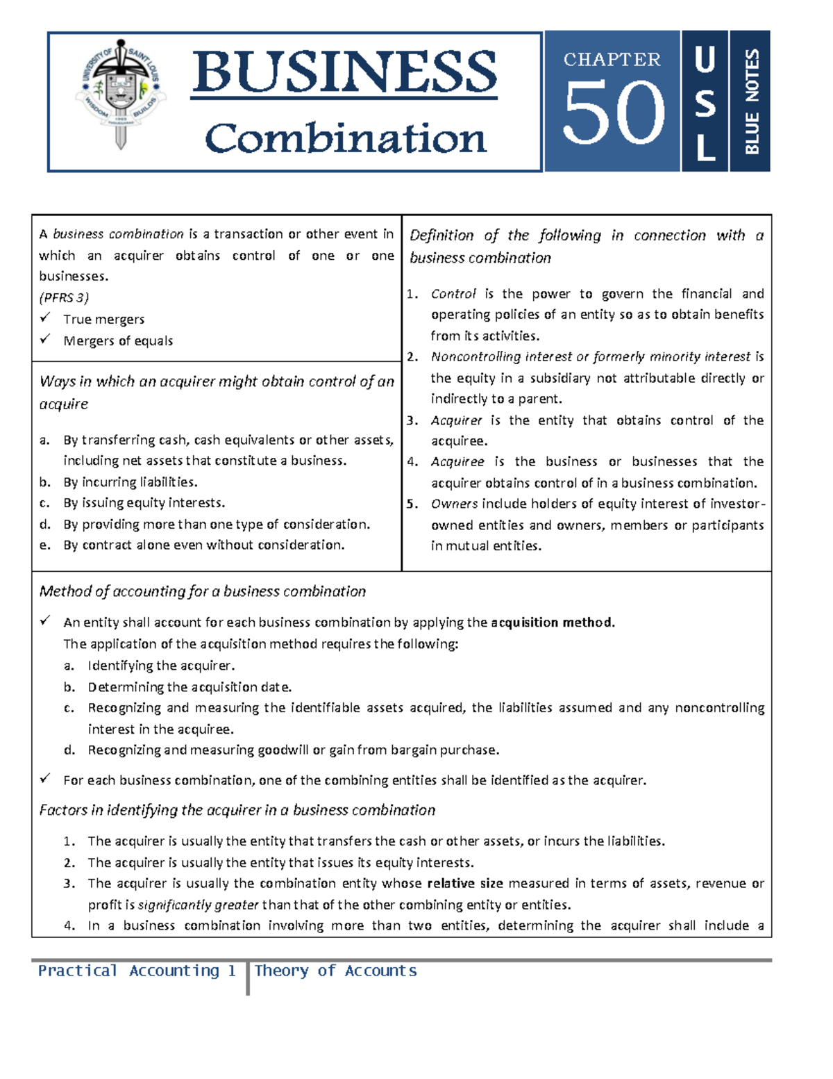 50. Business Combination - Practical Accounting 1 Theory of Accounts 50 ...