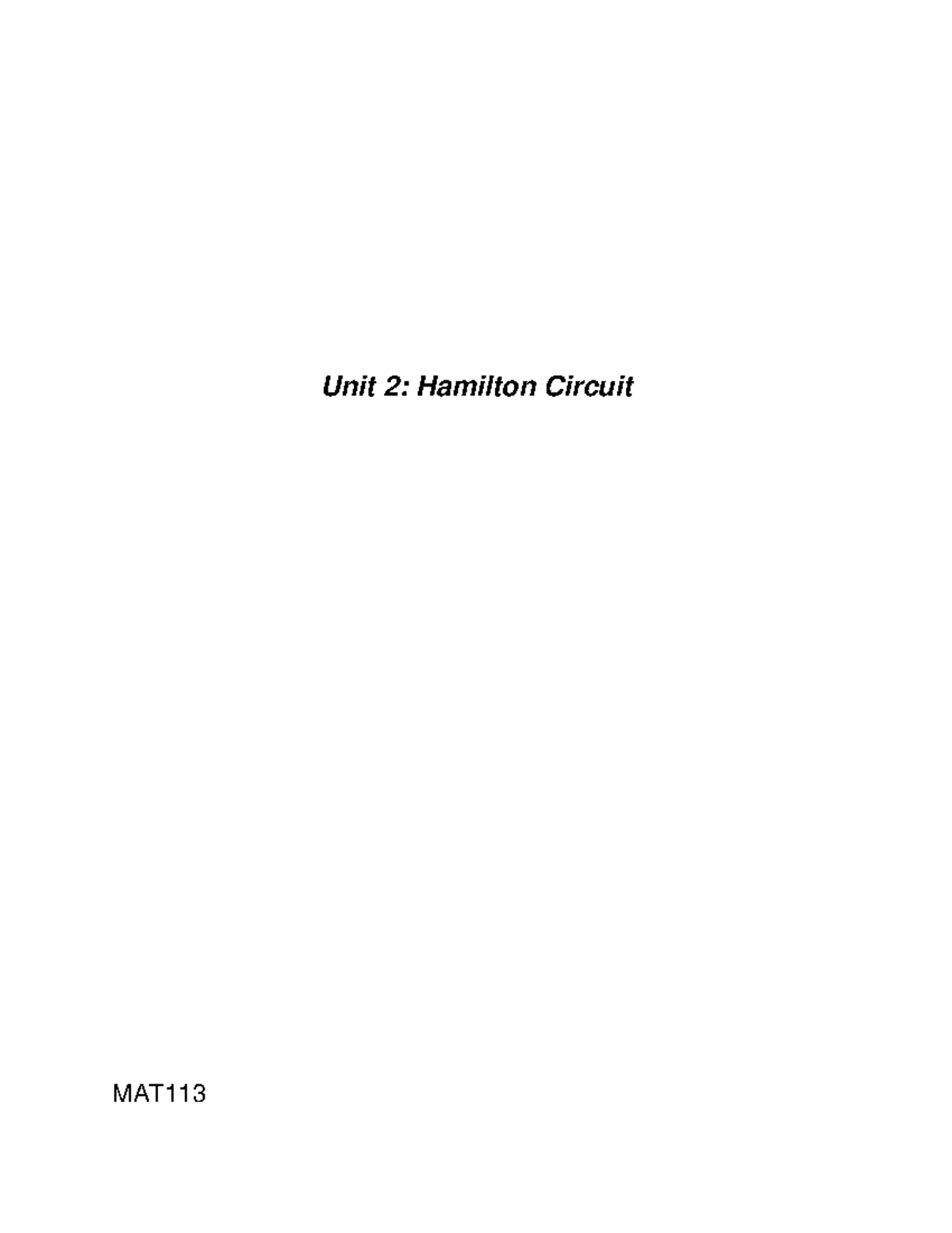 HC Note Packet - Notes on Hamilton Circuit - Unit 2: Hamilton Circuit ...