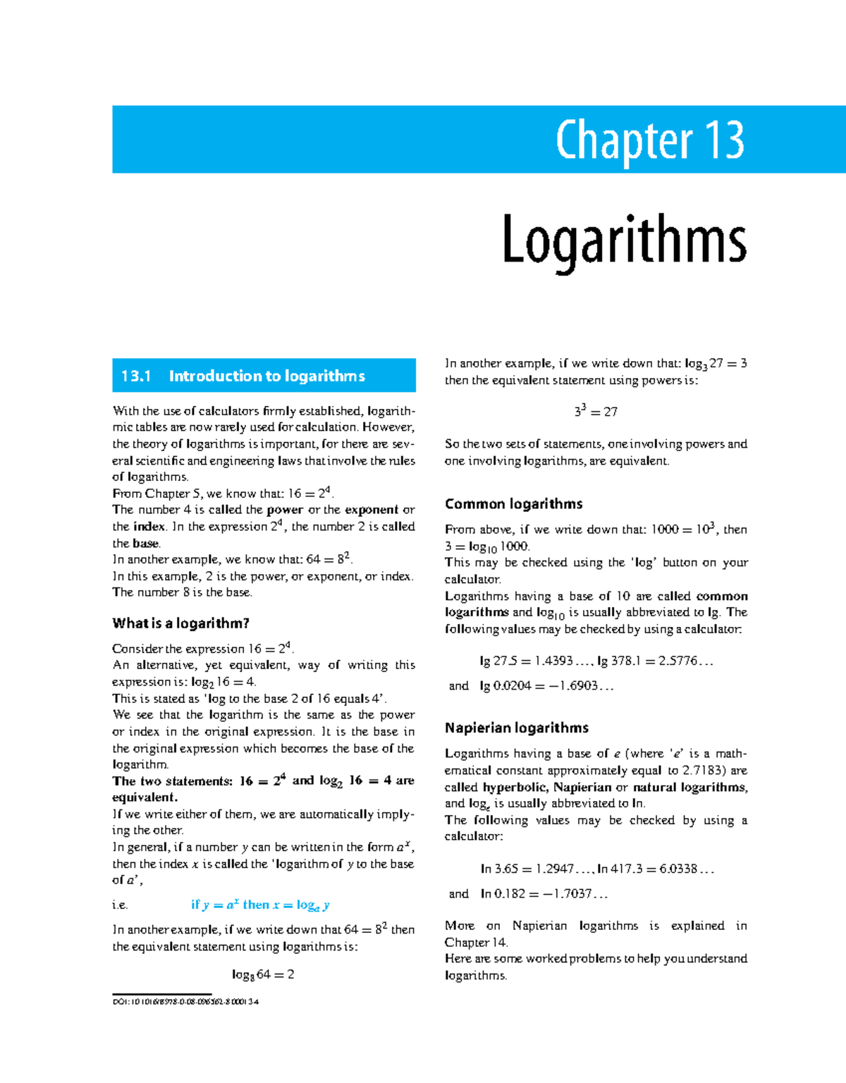 binary operations - Chapter 13 Logarithms 13 Introduction to logarithms With the use of ...