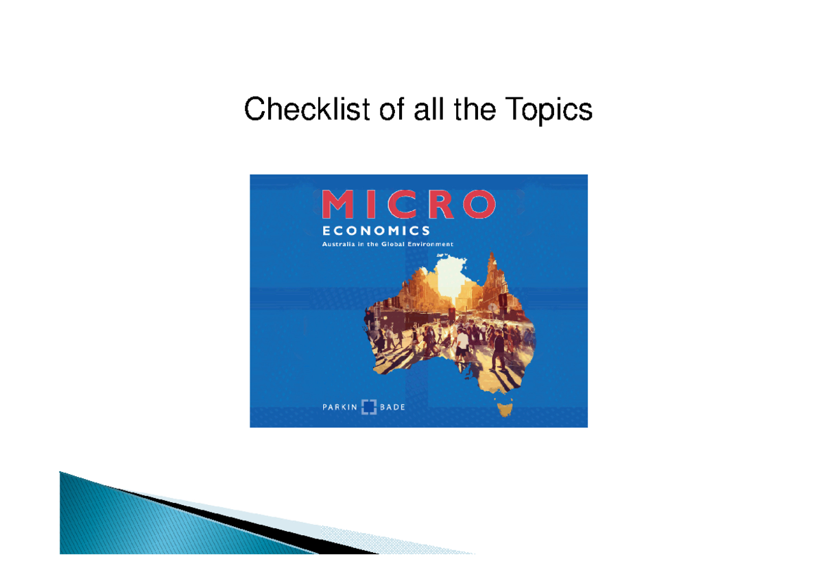 Checklist of all the topics - " " / 0 ( - Studocu