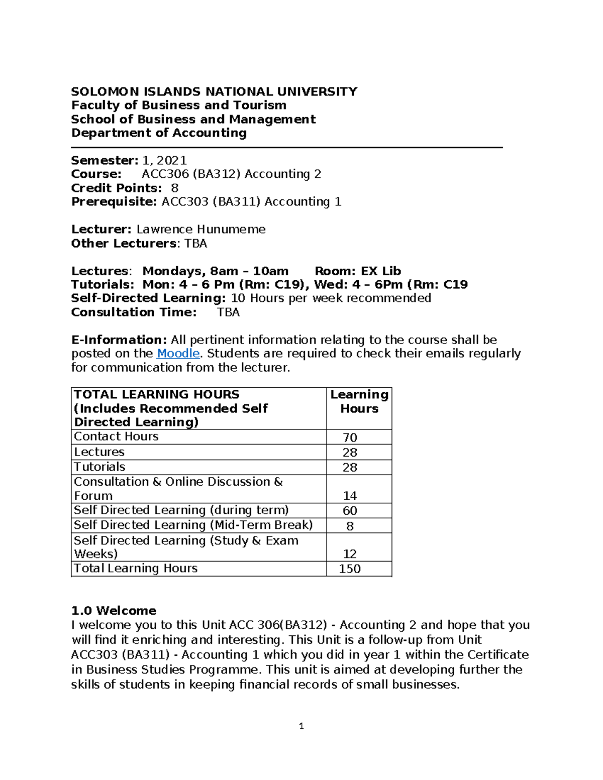 ACC306 UD Sem 1 2021 - notes - SOLOMON ISLANDS NATIONAL UNIVERSITY ...