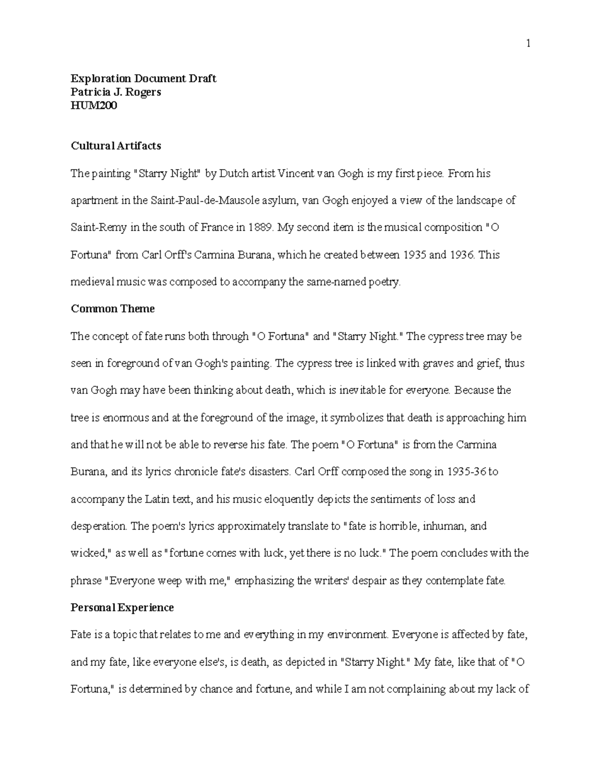 Exploration Document Draft - Exploration Document Draft Patricia J ...