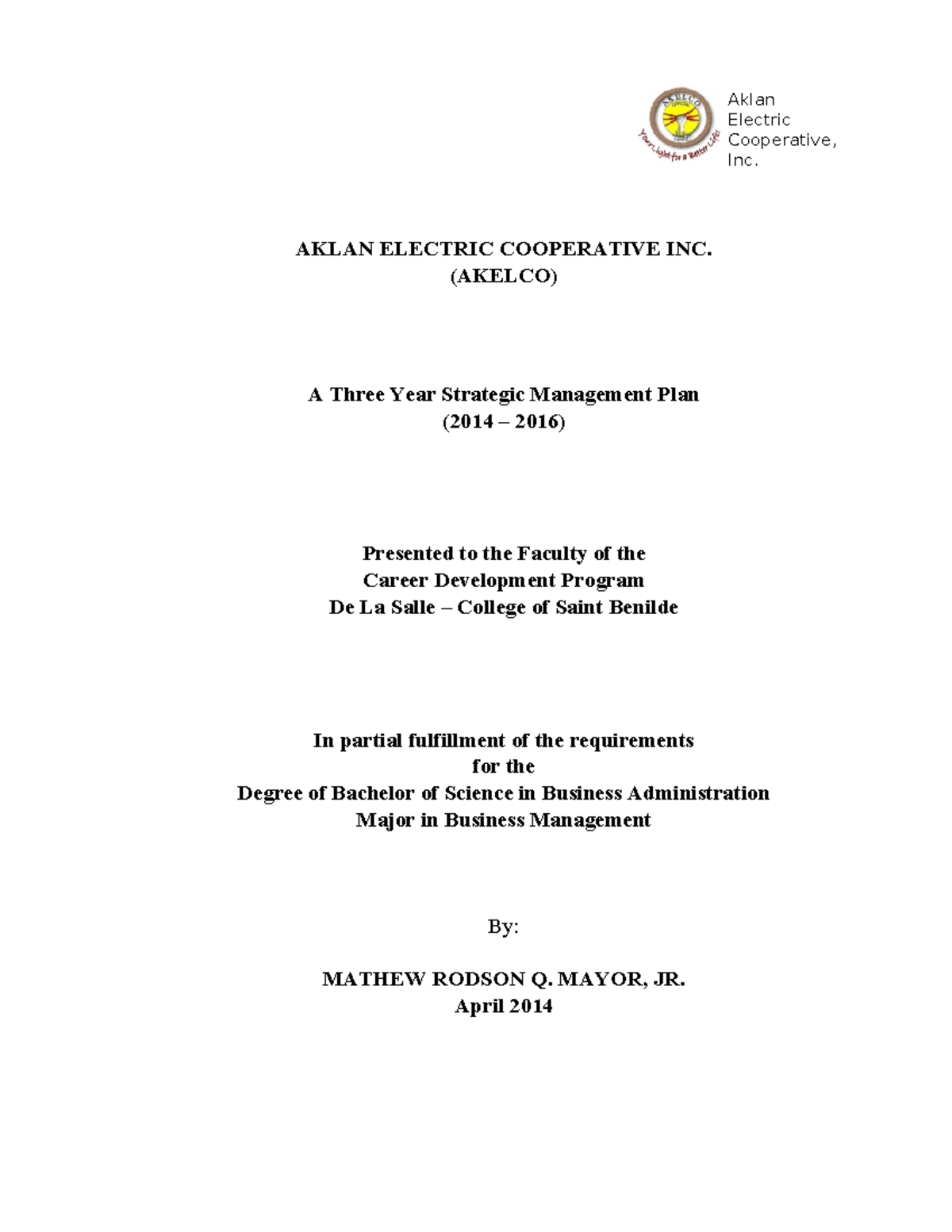 Aklan Electric Cooperative INC - Electric Cooperative, Inc. AKLAN ...