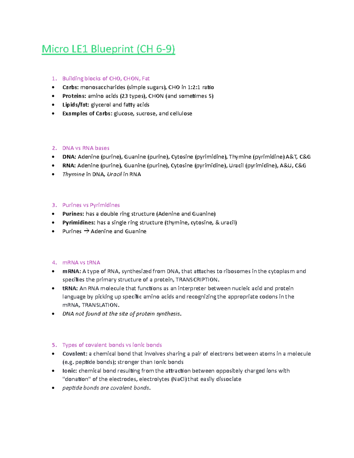 Micro LE 1Ch69 - Blueprint for quiz - Micro LE1 Blueprint (CH 6-9 ...