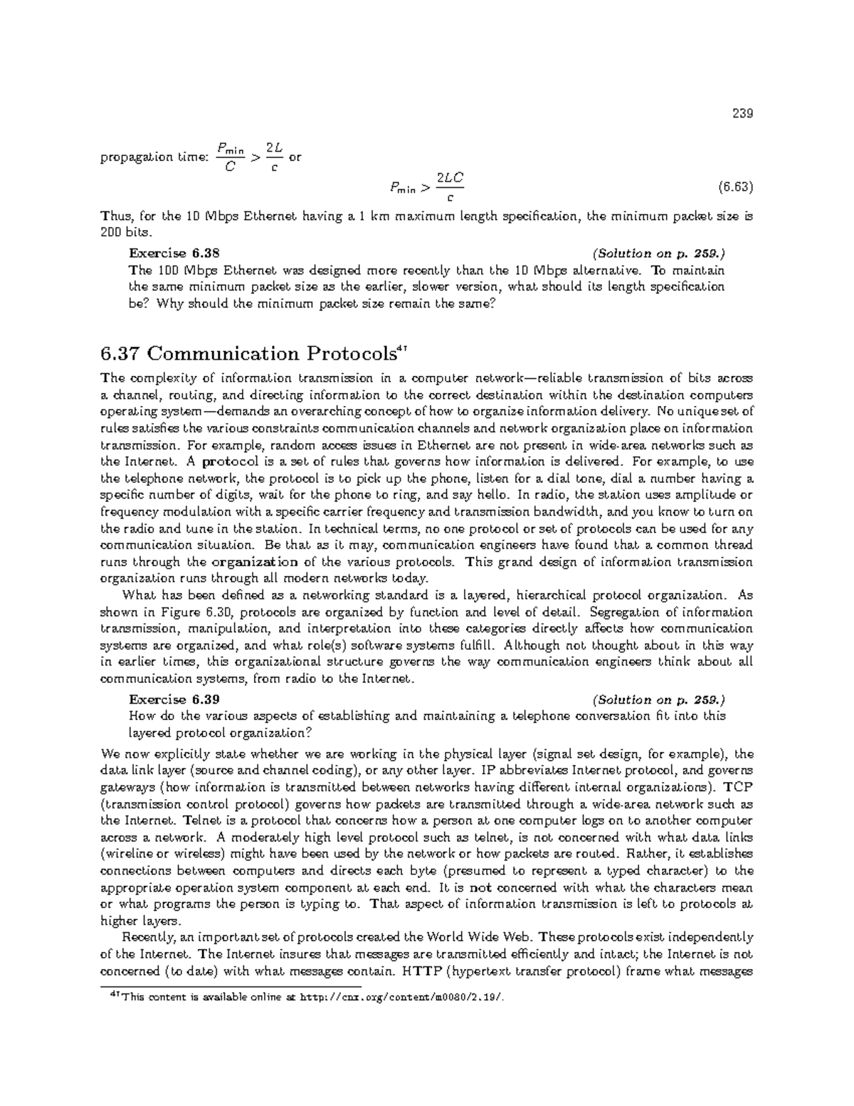 Electrical Engineering-35 - 239 propagation time: Pmin C > 2 L c or ...