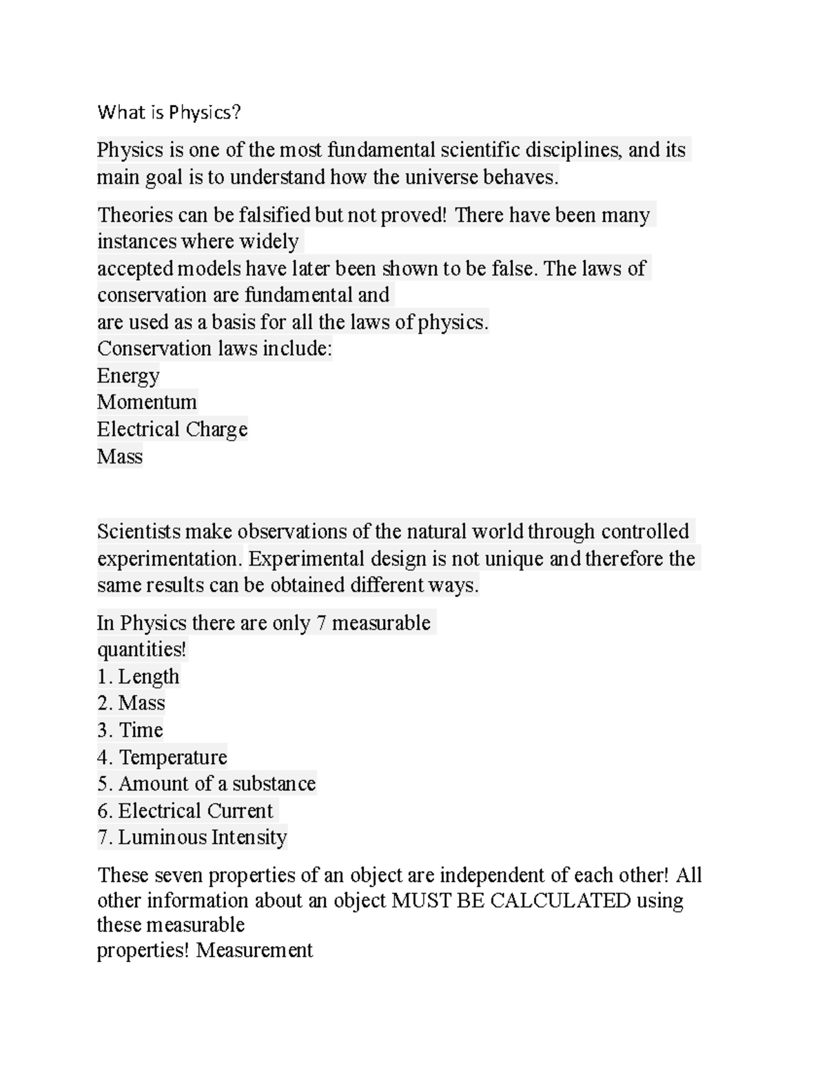 Physics 1 - lecture 1 notes - What is Physics? Physics is one of the ...