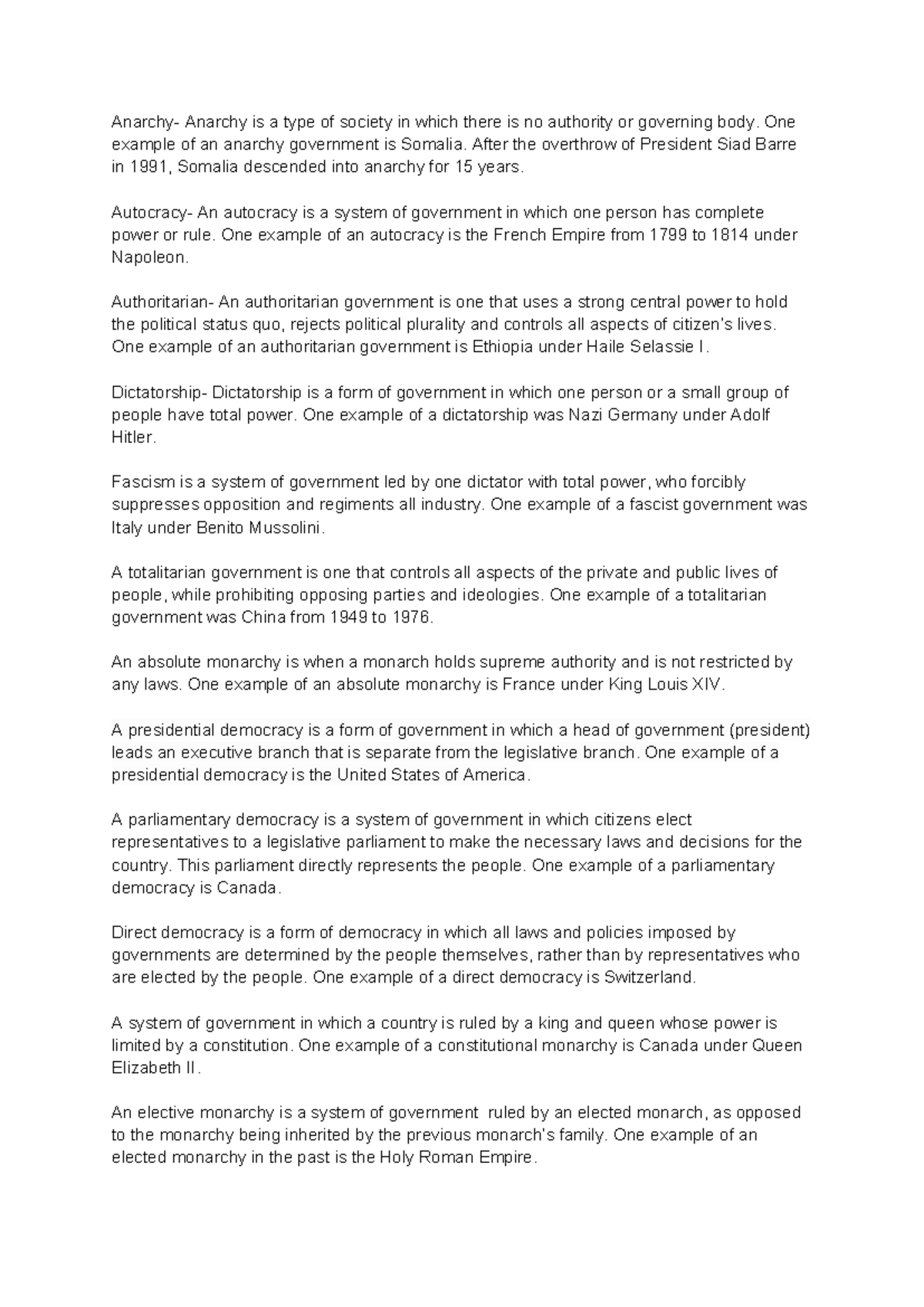 Civics Assignement - homework - Anarchy- Anarchy is a type of society ...