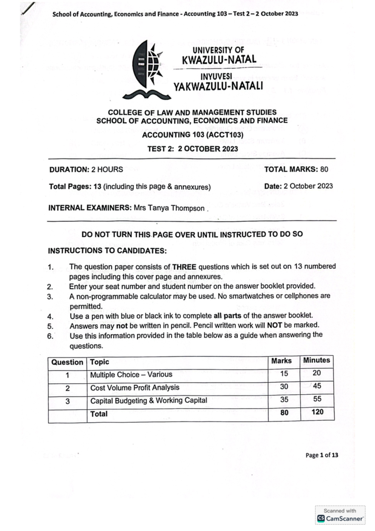 ACCT T2 2023 - Additional information - School of Accounting, Economics ...