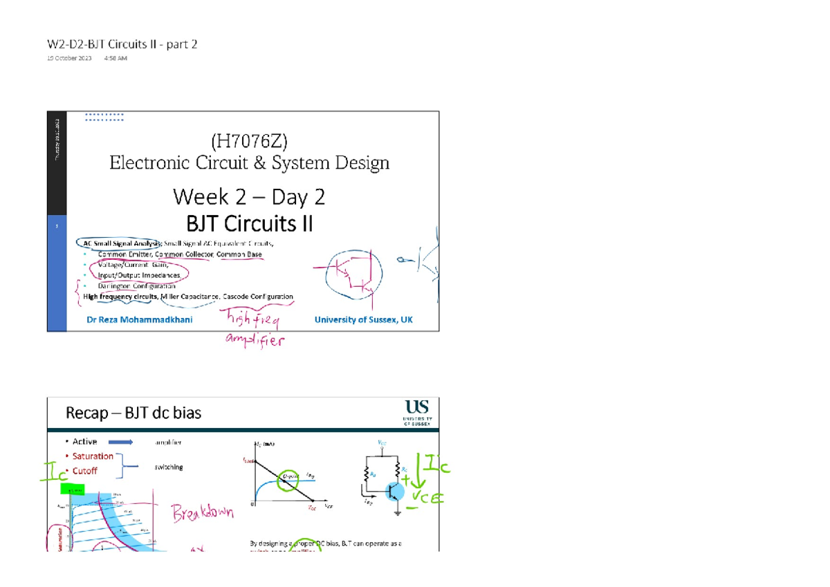 ECSD-Week2-Day2-notes-BJT Circuits II - H7076 - Studocu