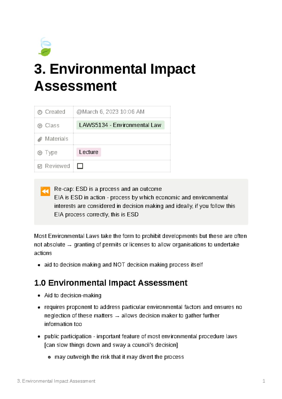 Lecture 3 - Environmental Impact Assessment - 8 3. Environmental Impact Assessment Created Class ...