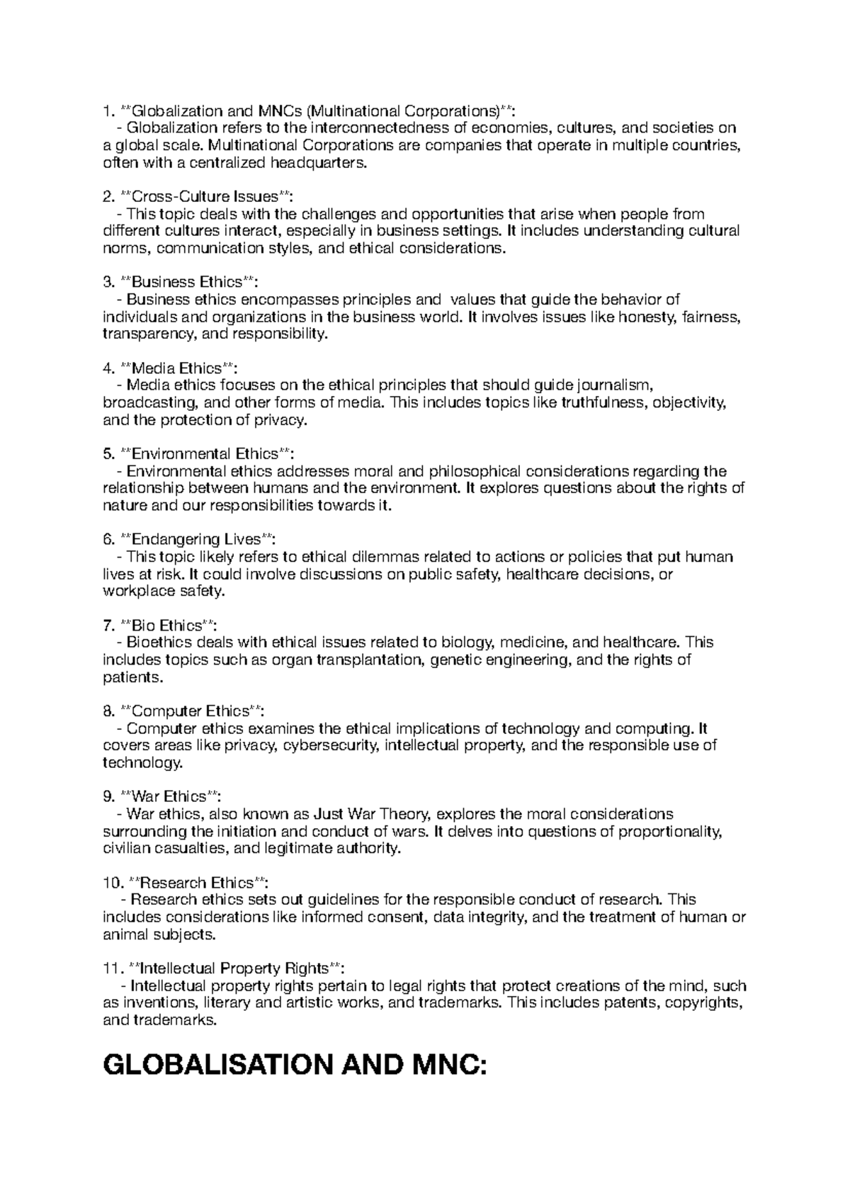 PEHV Unit 5 - Global Issues - Globalization and MNCs (Multinational ...