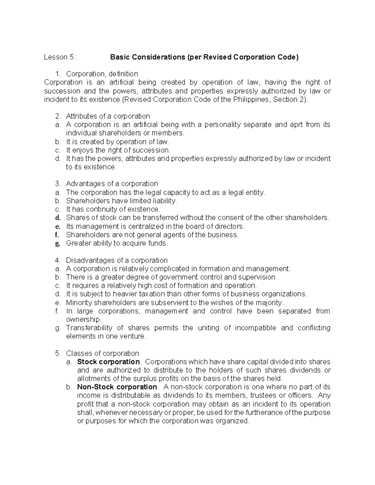 Lesson-5 Basic-Consideration Corporation - Lesson 5: Basic ...