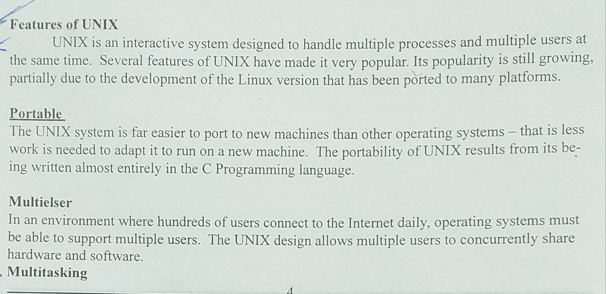 Features of UNIX - BCA (UNIX and C L language ) - Studocu
