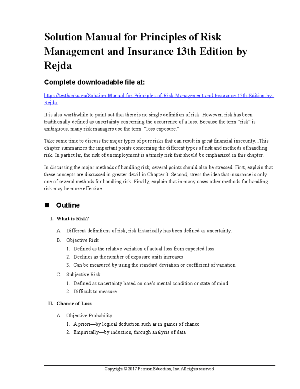 Solution Manual for Principles of Risk M - Solution Manual for ...
