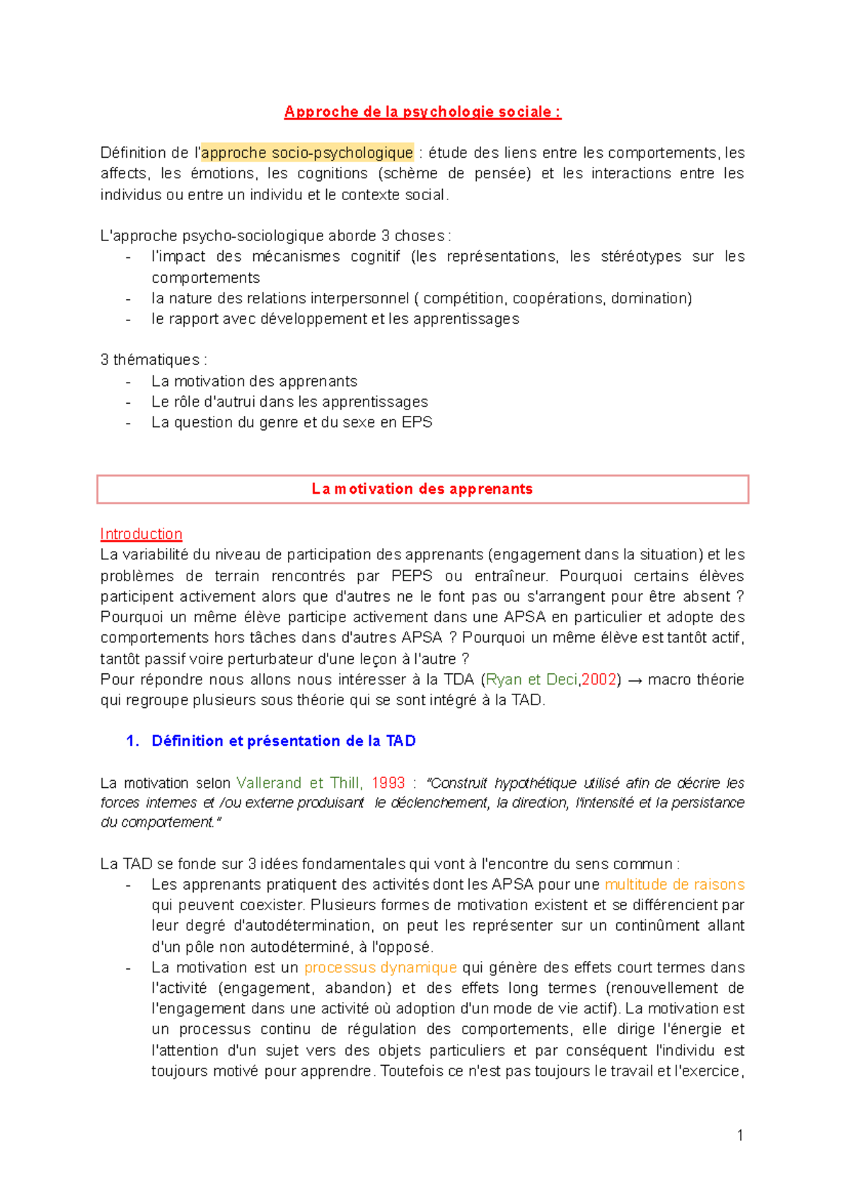 Approche de la psychologie sociale -1 - Approche de la psychologie ...
