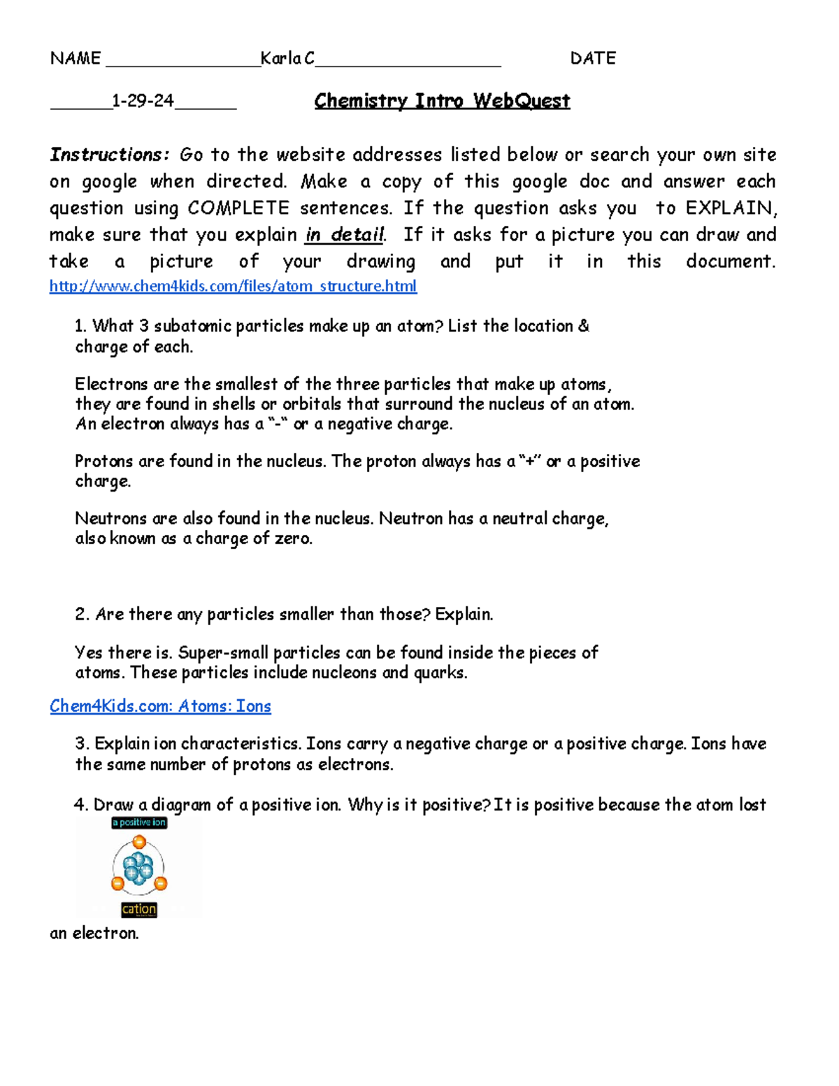 Copy of chemistry-review-webquest 1 - NAME Karla C___ DATE 1-29-24 ...