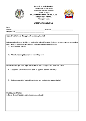 LAC-Reflection-Journal ITEM Analysis - Republic of the Philippines ...
