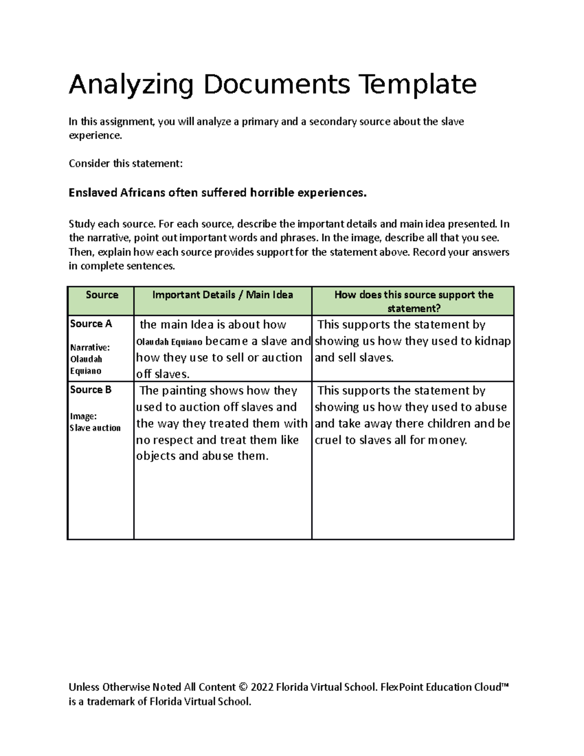 Analyzing documents template - Analyzing Documents Template In this ...