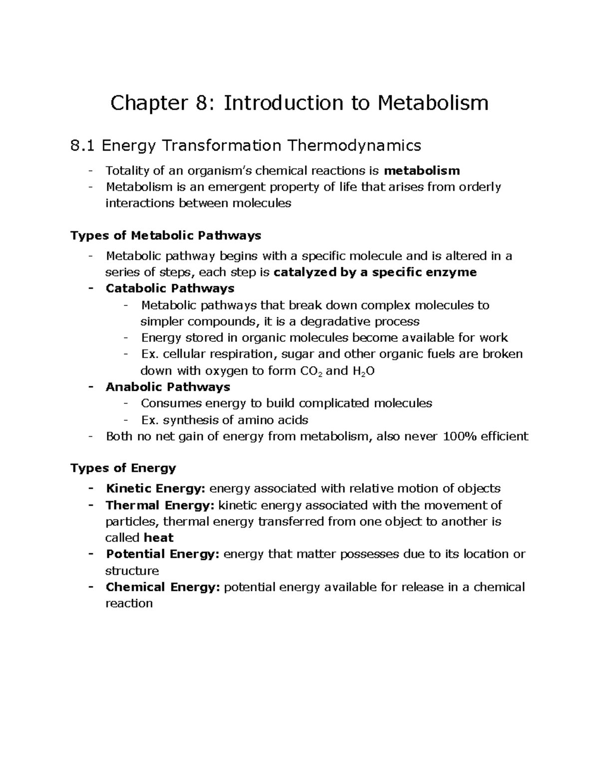 Quia Ap Chapter 8 An Introduction To Metabolism Detailed The Diagram ...