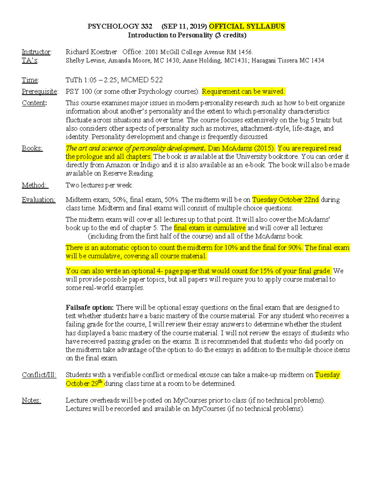 Syllabus 2019 Sep 11 - PSYCHOLOGY 332 (SEP 11, 2019) OFFICIAL SYLLABUS ...