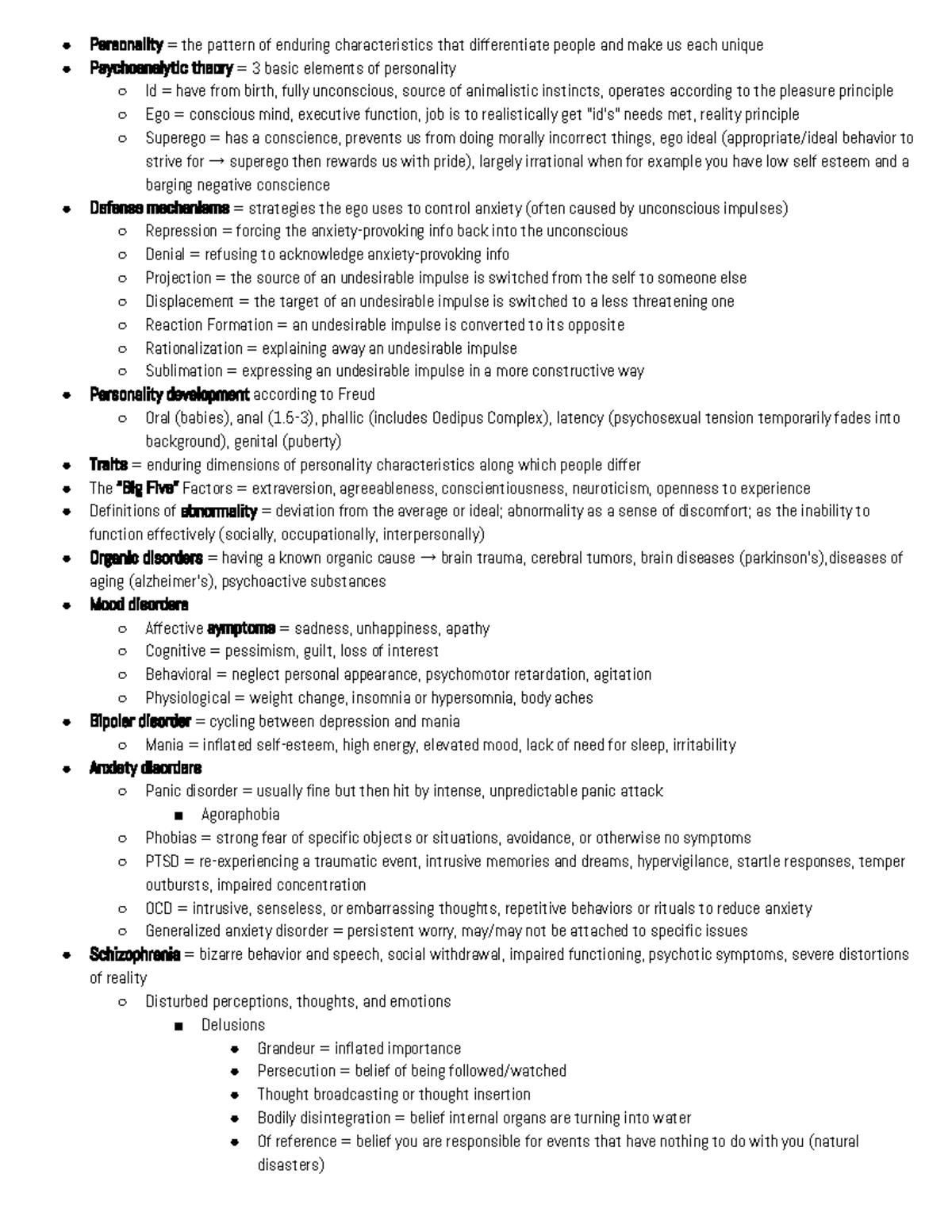 Study Guide for Exam 4 - Personality = the pattern of enduring ...