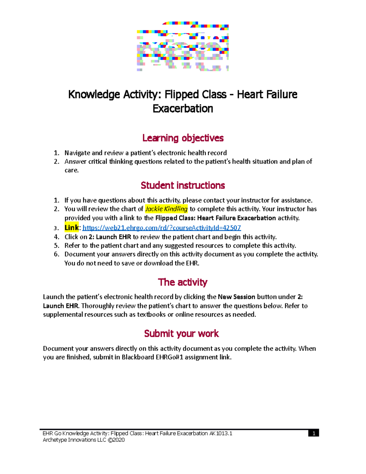 Flipped Class-Heart Failure Exacerbation student - Knowledge Activity ...