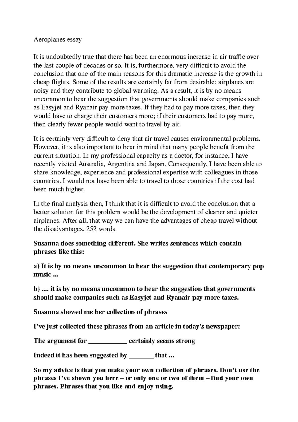 Essay Airplanes - Redacción relacionada con el tema de los aviones ...