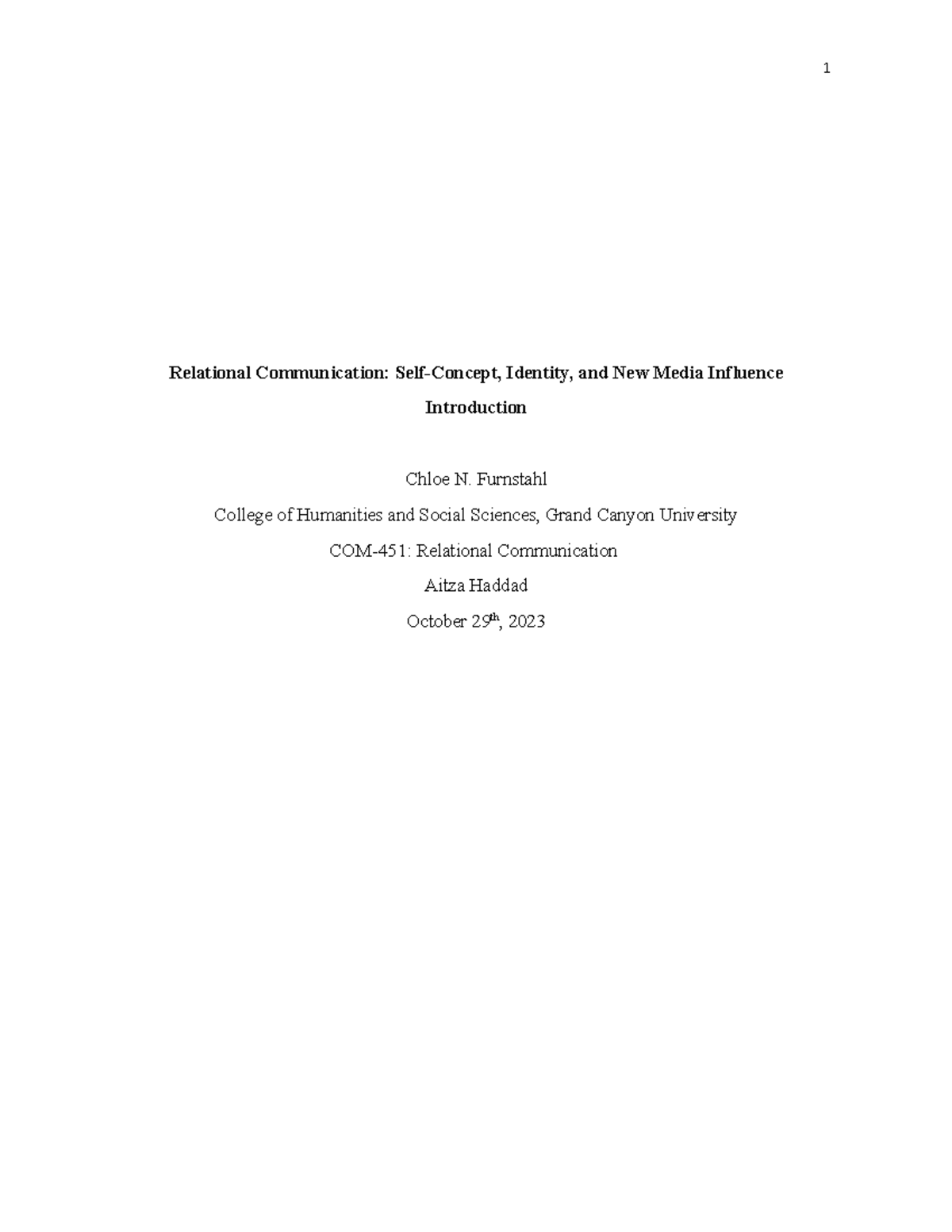 Relational Communication Essay Final Draft - Relational Communication ...