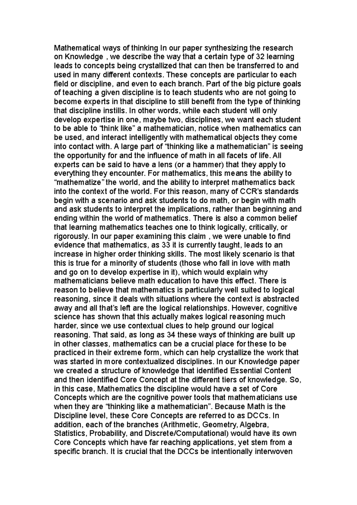 MATH IN Modern World 3 - Mathematical ways of thinking In our paper ...