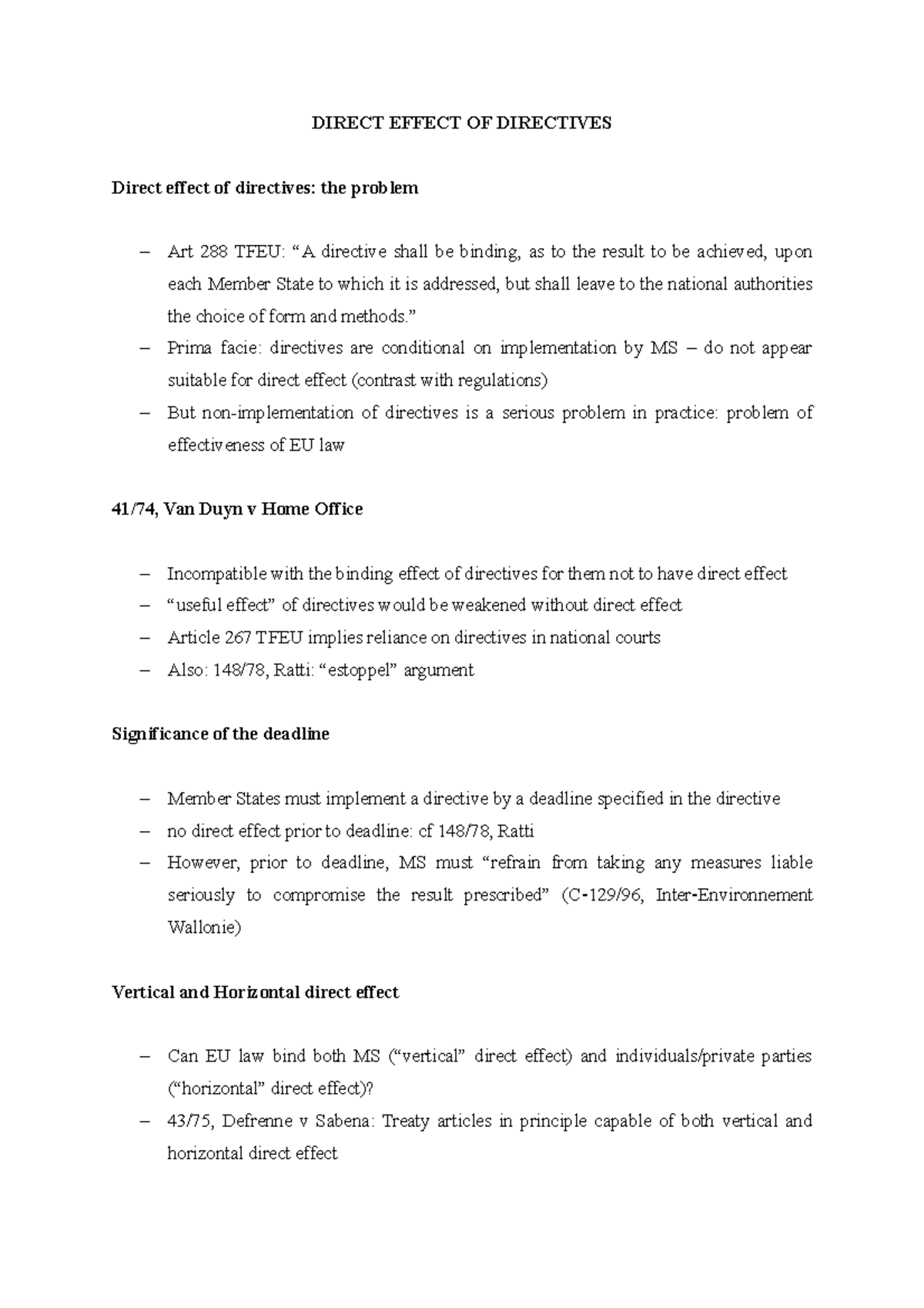 Direct effect of directives - DIRECT EFFECT OF DIRECTIVES Direct effect ...