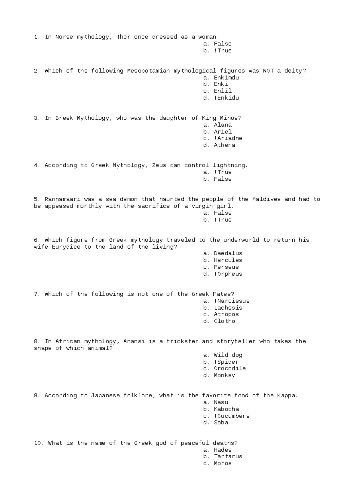 NURS246 Answer Key 6l - In Norse mythology, Thor once dressed as a ...