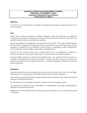 OPM537 Video Report - ASSIGNMENT - FACULTY OF BUSINESS AND MANAGEMENT ...