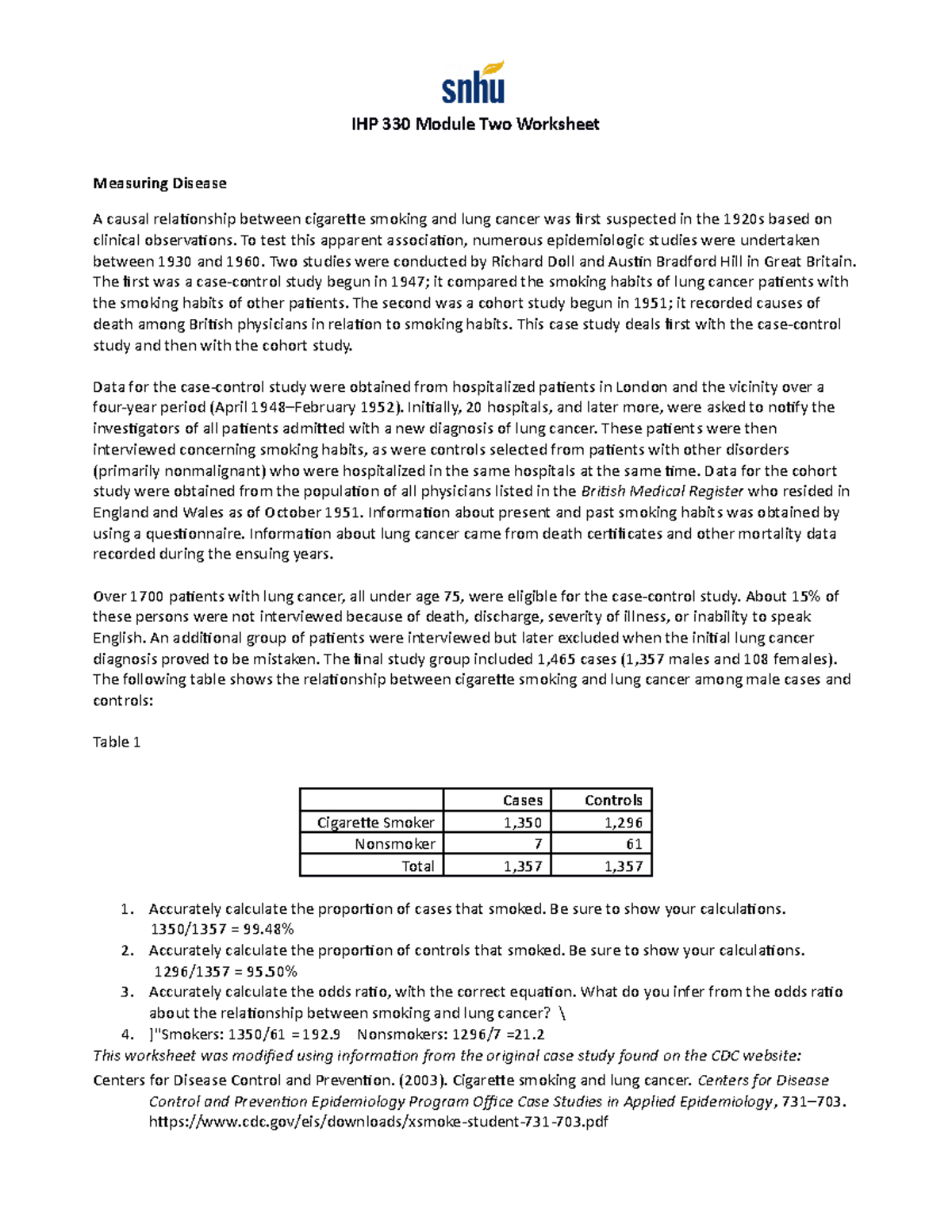 IHP 330 Module Two Worksheet - IHP 330 Module Two Worksheet Measuring ...
