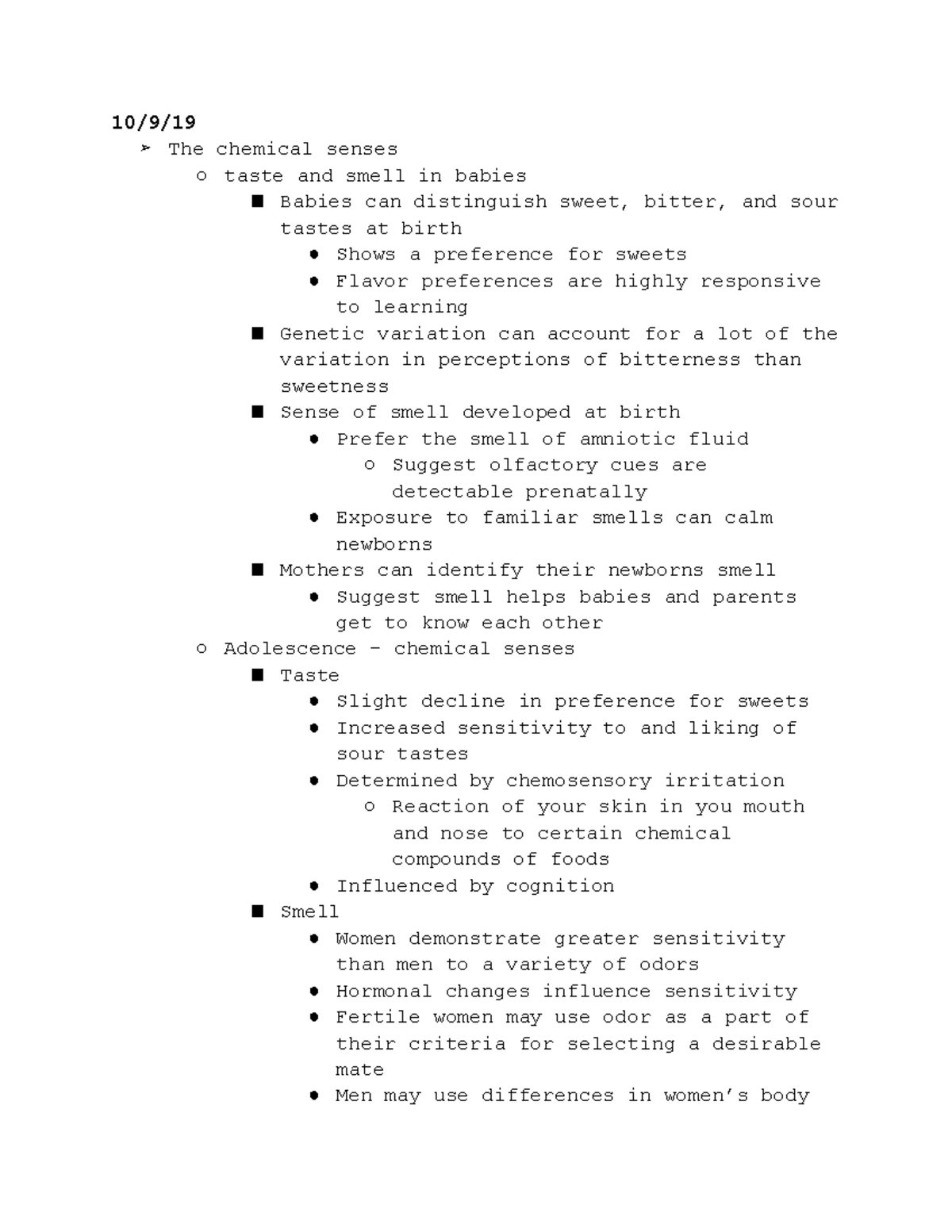 The Chemical Senses - 10/9/ The chemical senses taste and smell in ...