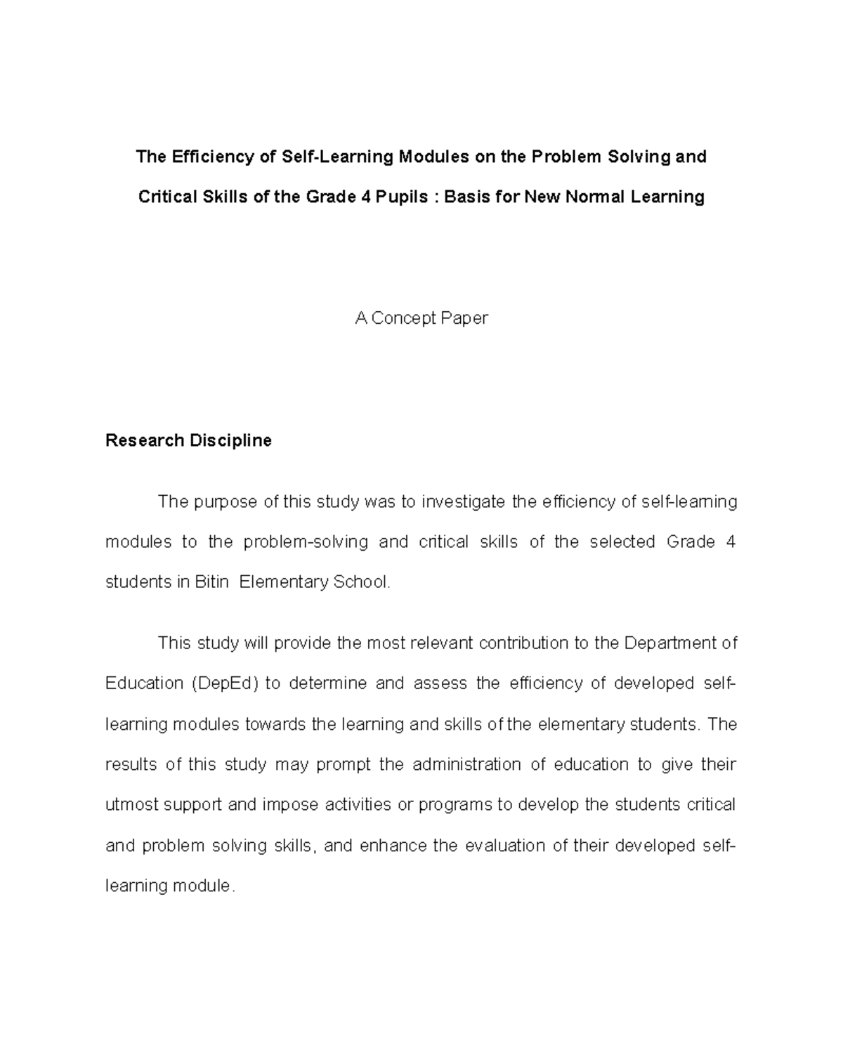 The Efficiency of Self-Learning Modules on the Problem Solving and ...
