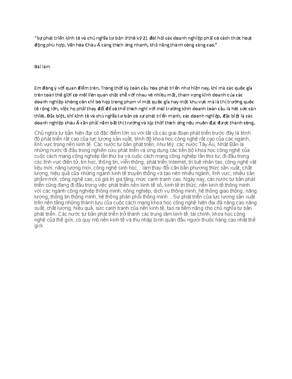 Kinh doanh quốc tế - “S phát tri n kinh tếế và ch nghĩa t b n thếế k 21 đòi h i các - Studocu