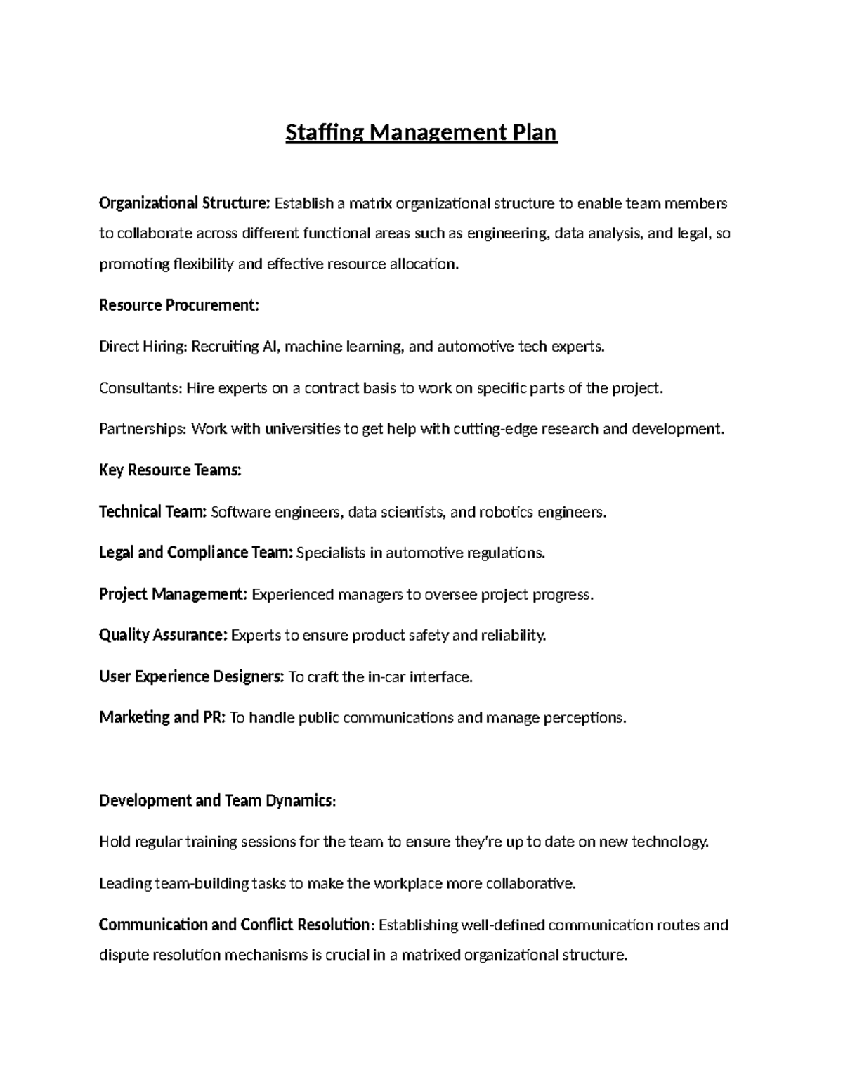 rtytrhytrfhgfhg - Staffing Management Plan Organizational Structure ...
