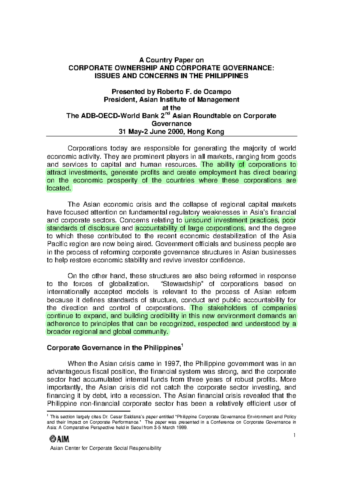 A A9 Corporations IN THE Philippines - 1 A Country Paper on CORPORATE ...