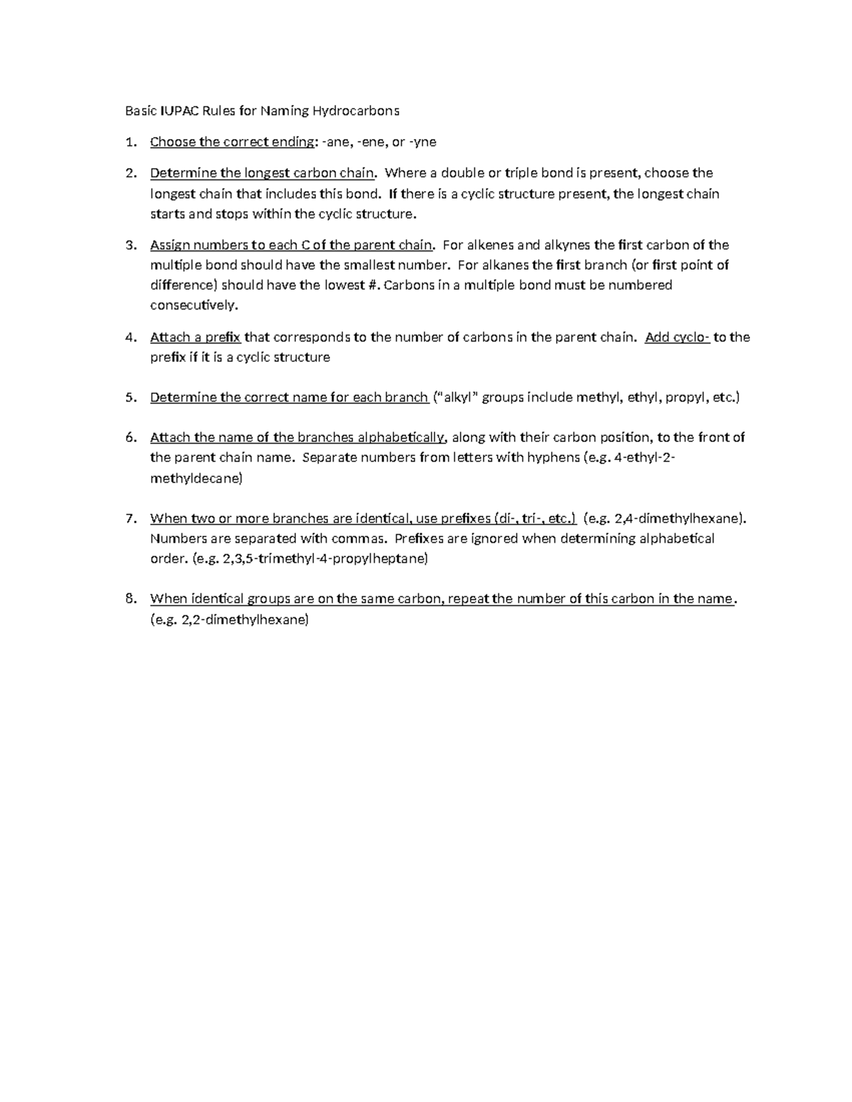 Basic Iupac Rules for Naming Hydrocarbons - Basic IUPAC Rules for ...