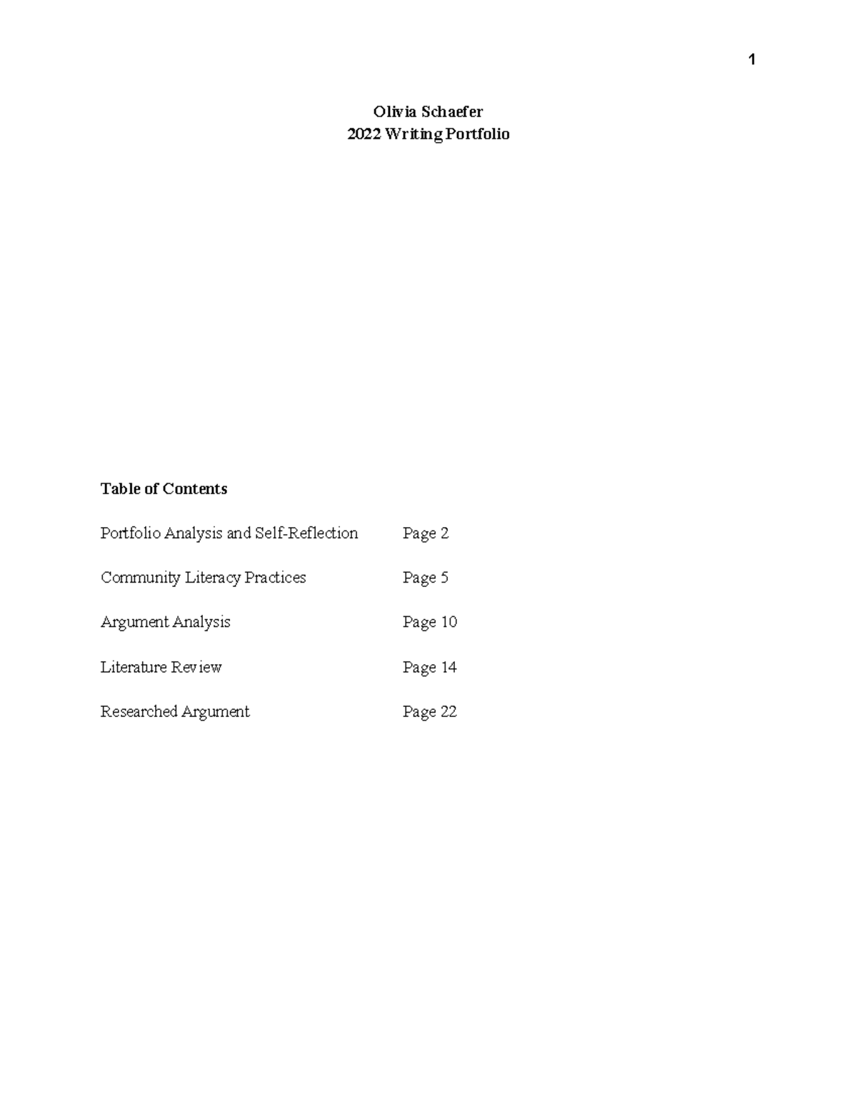 ENGL 33 Page Final Portfolio - Olivia Schaefer 2022 Writing Portfolio ...