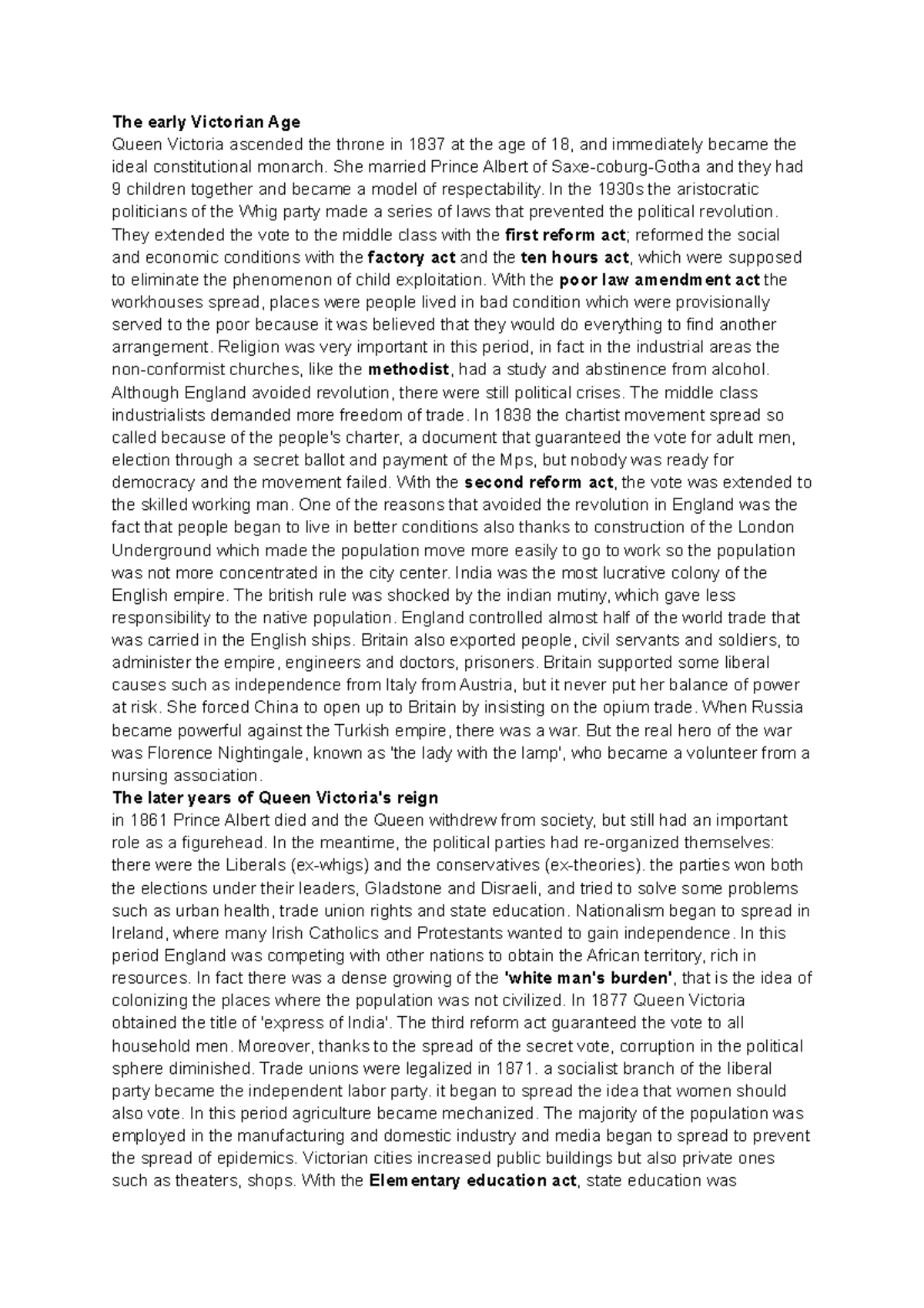 Documthe early victorian age,, the later years of victoria's reign, the ...