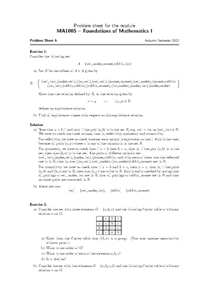 Foundations I 20-21 - Problem Sheet 10 - Problem sheet for the module ...