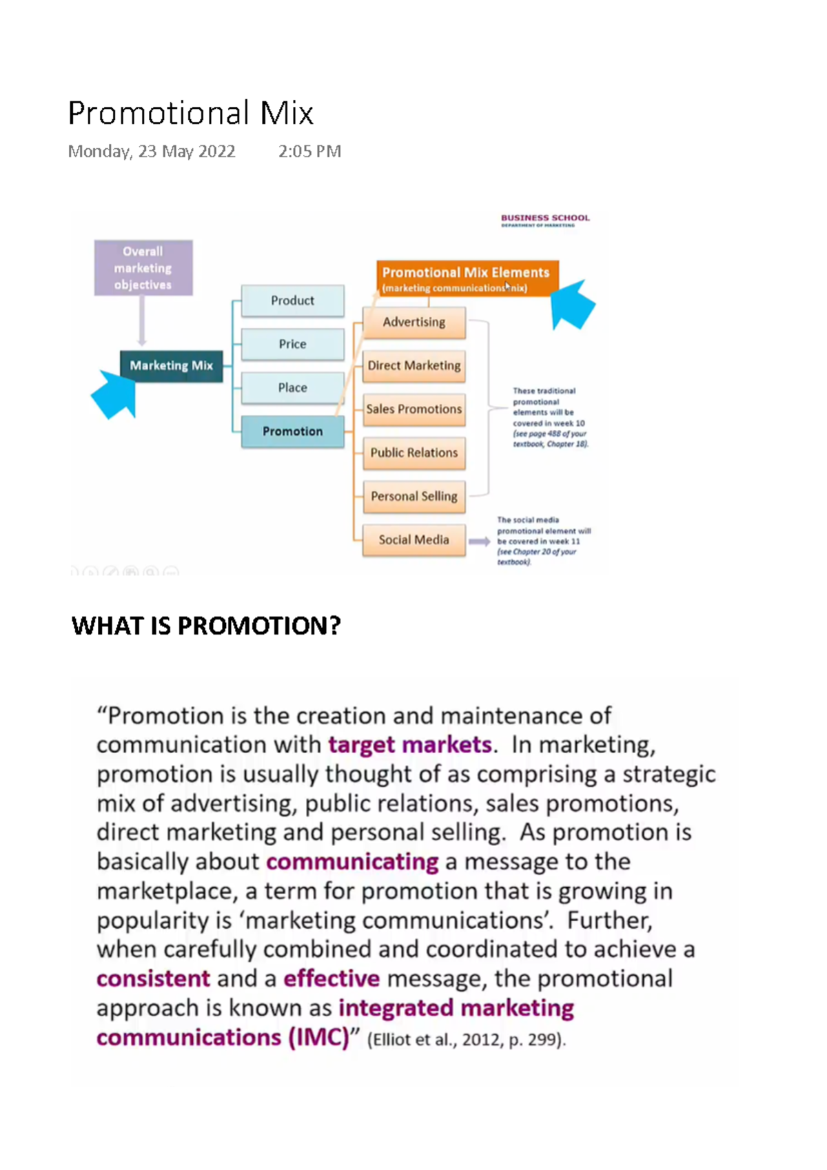 Promotional Mix - FULL NOTES - Promotional Mix Monday, 23 May 2022 2:05 ...