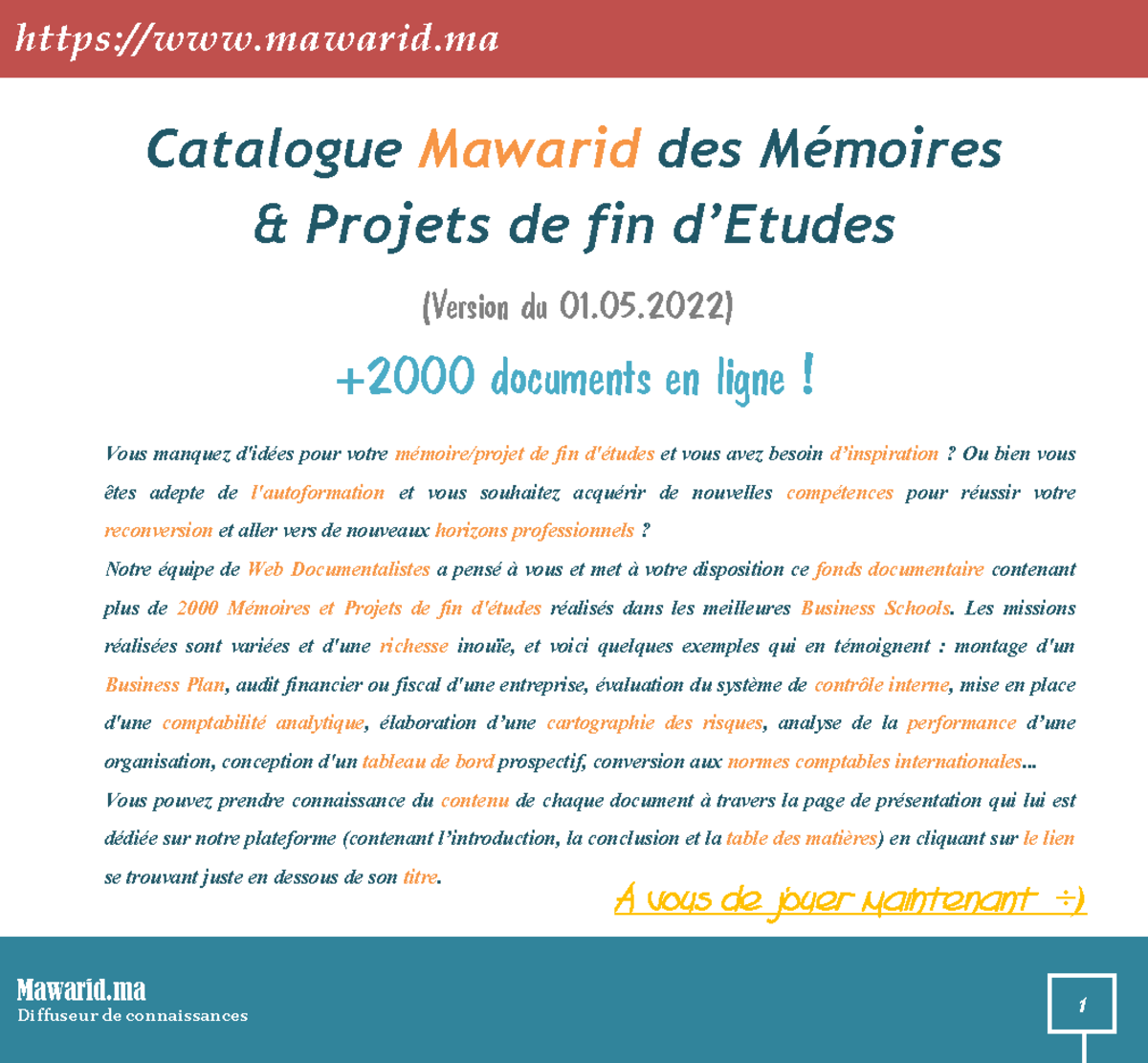 Catalogue Mawarid - economie - Mawarid 1 Catalogue Mawarid des Mémoires ...