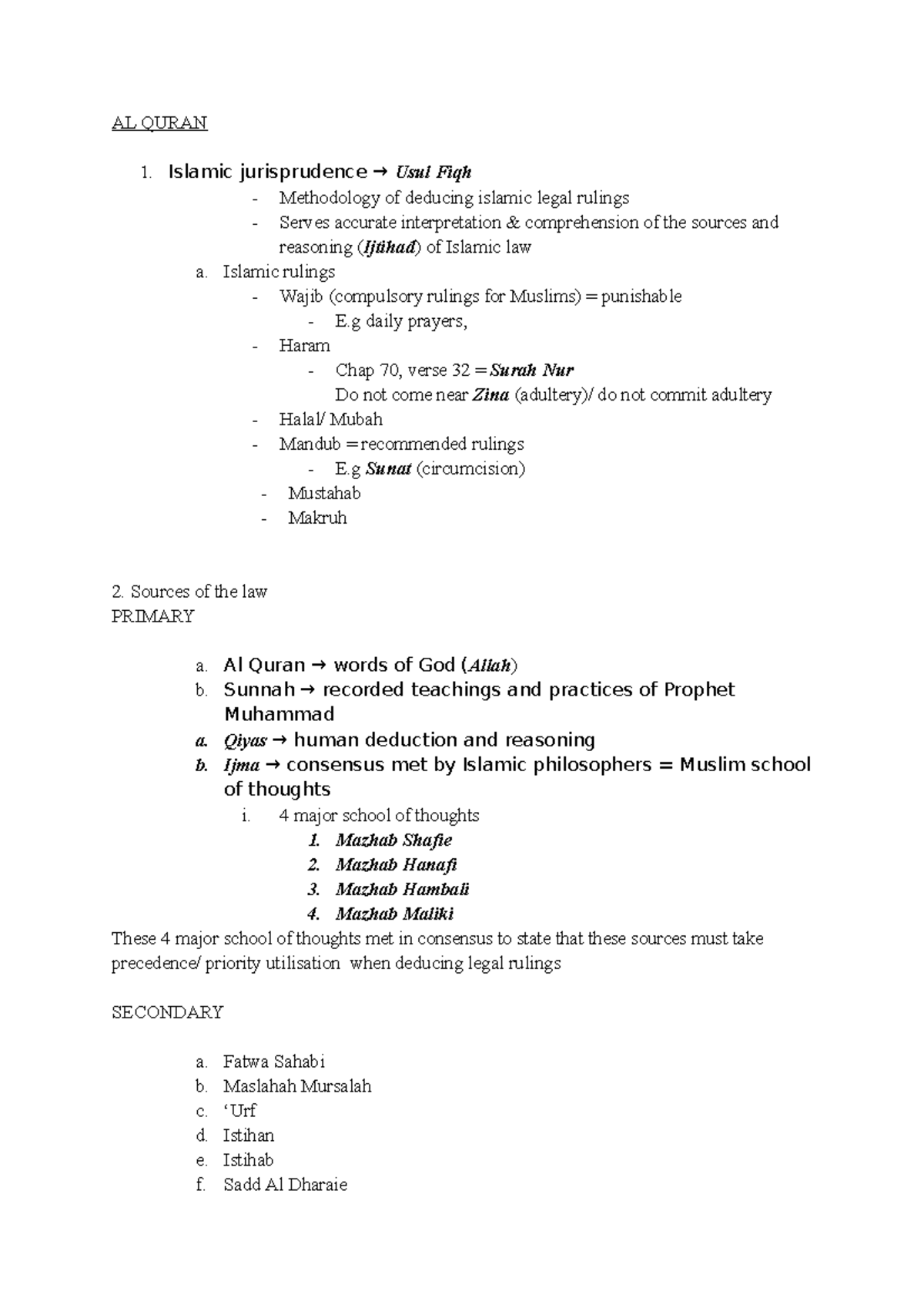 AL- Quran - AL QURAN Islamic jurisprudence → Usul Fiqh Methodology of ...