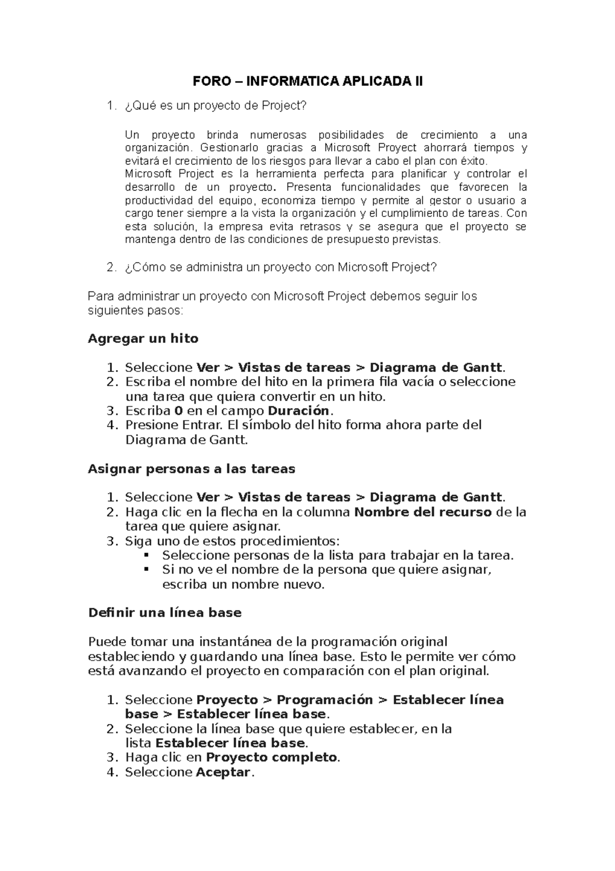 FORO - Informatica Aplicada II - FORO – INFORMATICA APLICADA II ¿Qué es ...