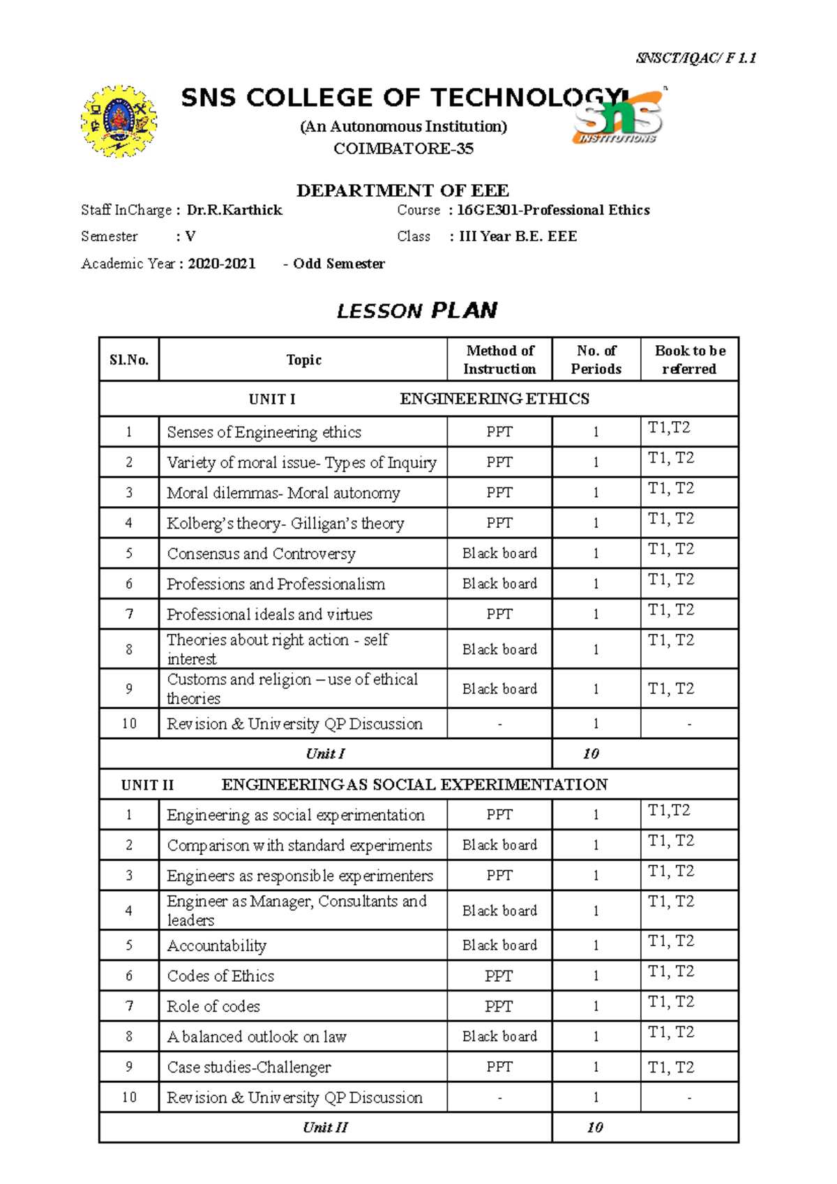 Lesson Plan F1.1 PE 2020-2021 - SNSCT/IQAC/ F 1. SNS COLLEGE OF ...