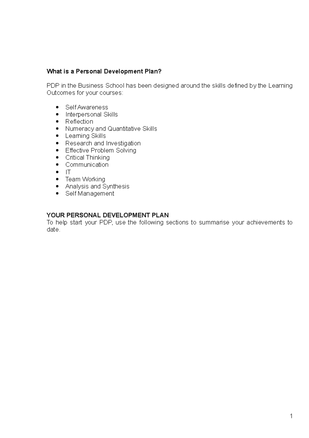 PDP - Tutorial answers for given work - What is a Personal Development ...