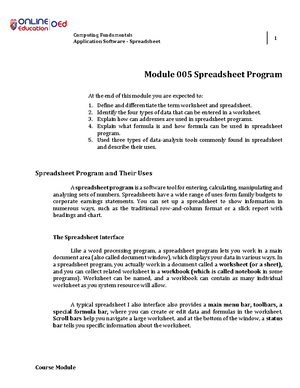Week 6 - Spreadsheet Program - Computing Fundamentals Application ...