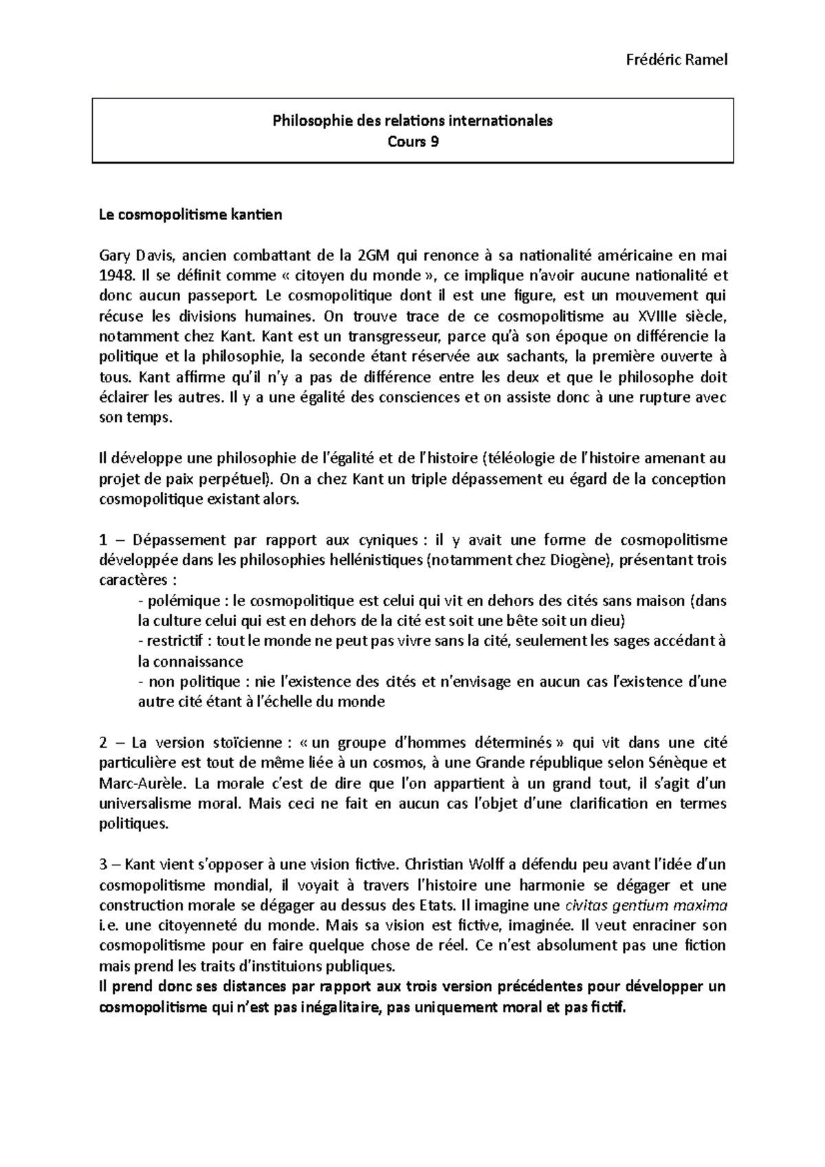 Relations internationale - cours 9 - Philosophie des relations ...